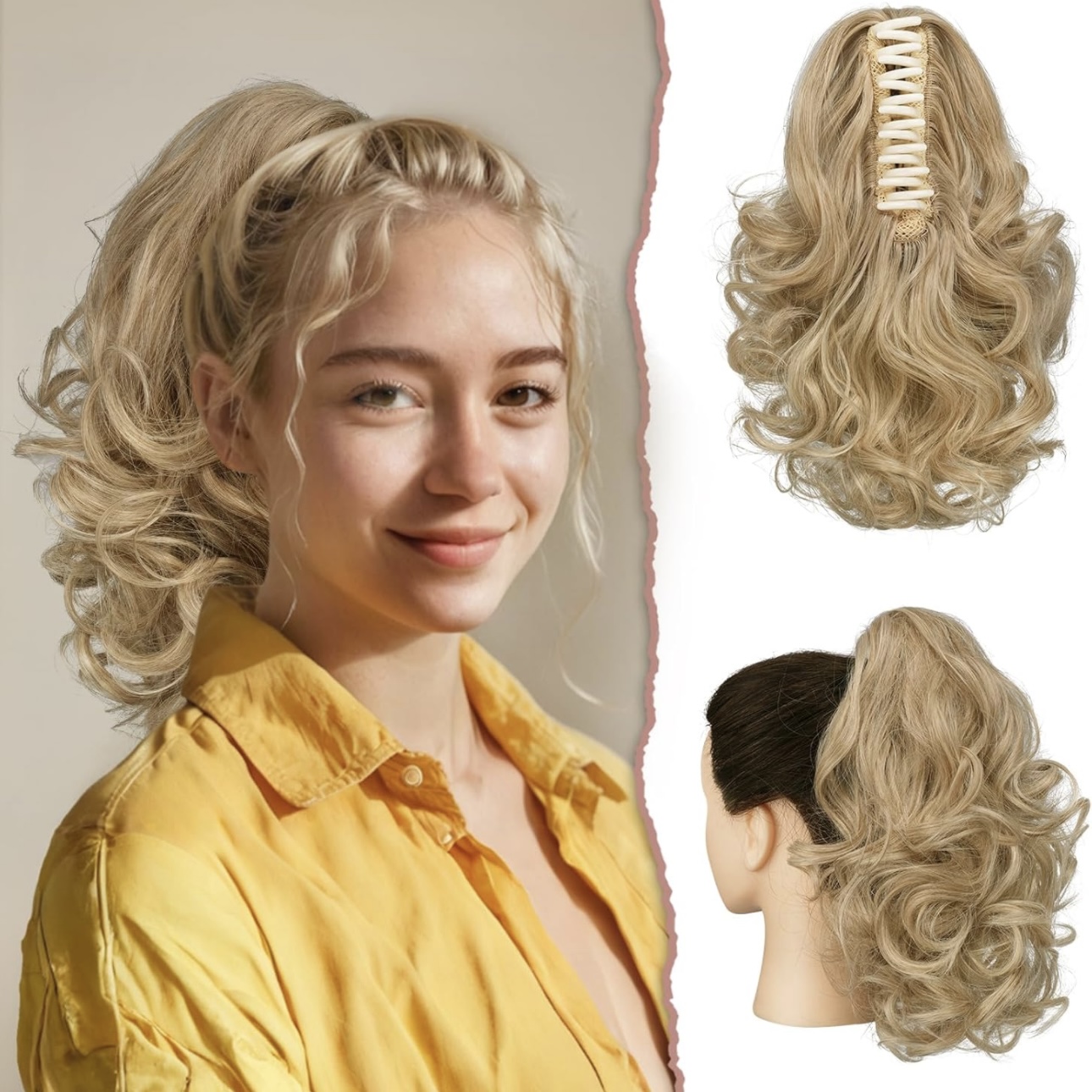 Cozi de Volum Ondulate Blond Bej - Extensii Par Natural Oskar