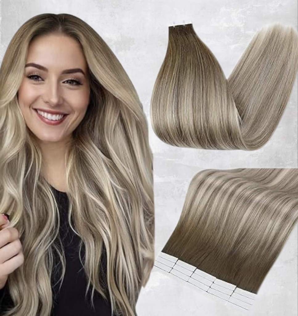 White Platinum Tape In Balayage Extensions B#8/Silver/8 - Extensii Par Natural Oskar