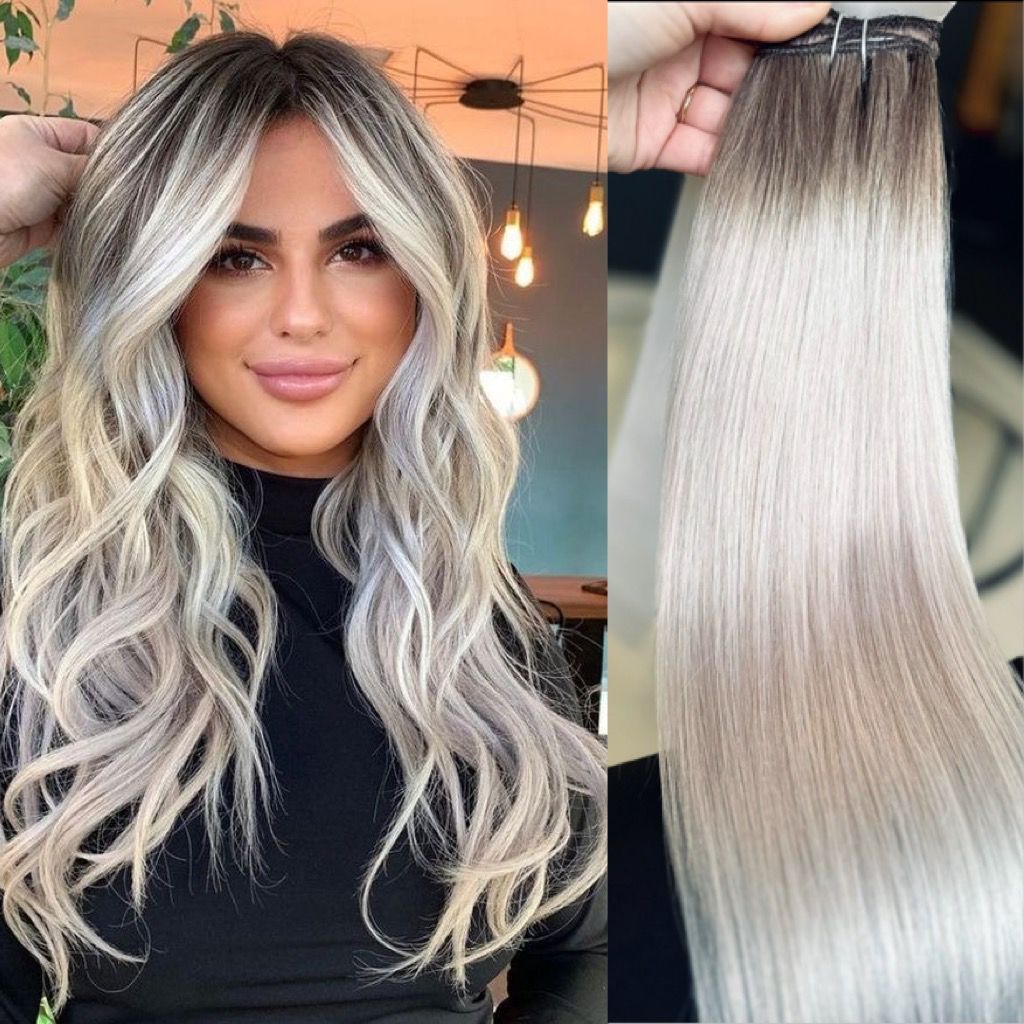 Clip On Premium Black Collection Ombre 9/light grey - Extensii Par ...