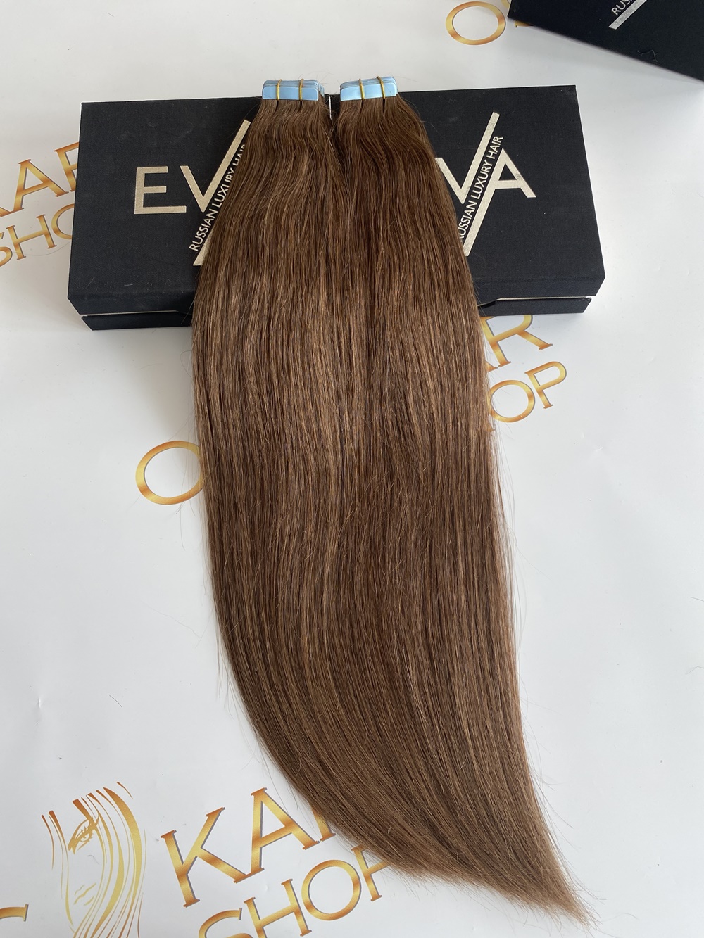 Extensions Tape-in Russian Hair DOUBLE TAPE Satin Natural # 6 ...